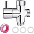 1/2" Brass 3-Way Switch Valve Shower Switch Adapter with Seal, Three ...