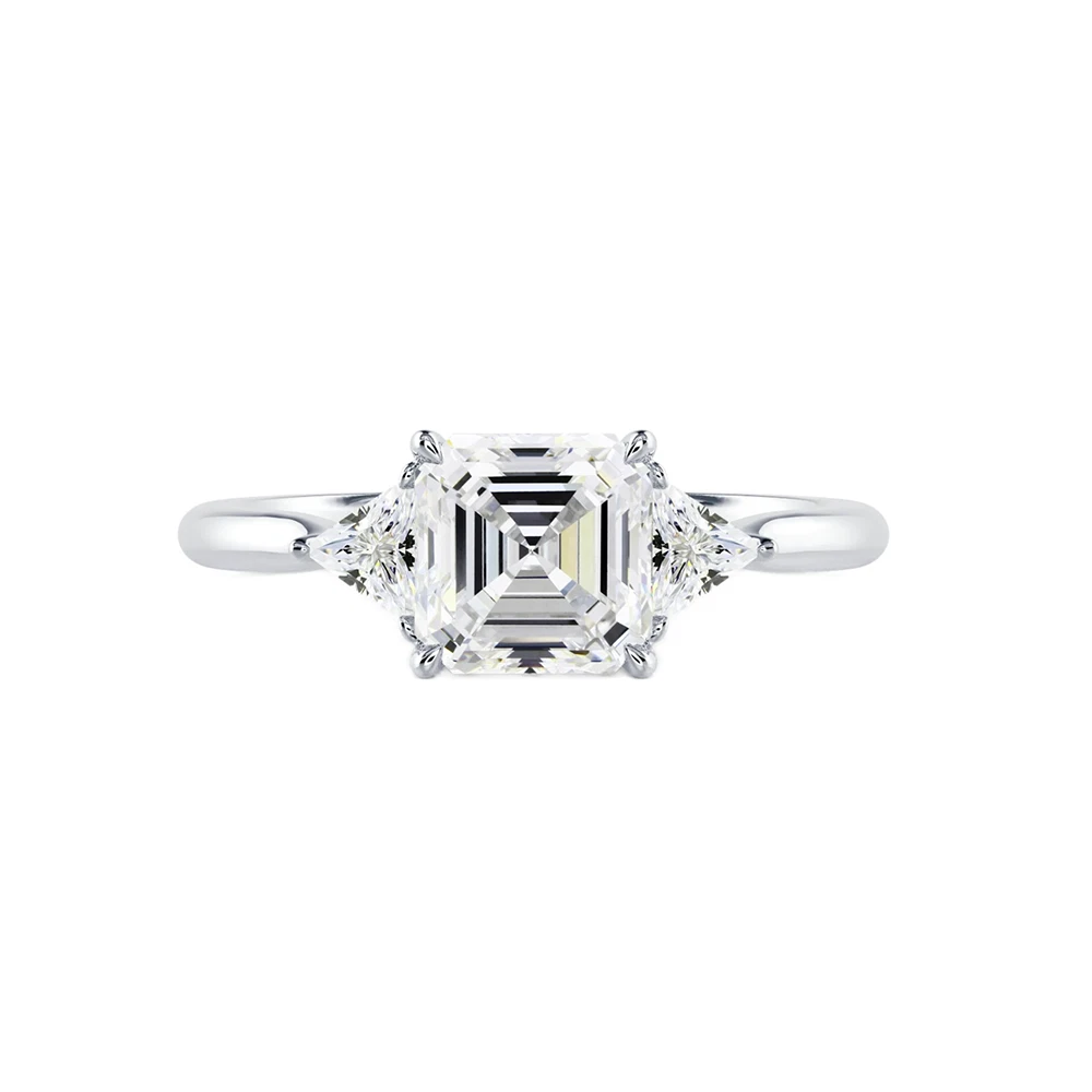 1.2 CT Asscher Cut Simulated Diamond, Proposal Ring, Retro Wedding Ring ...