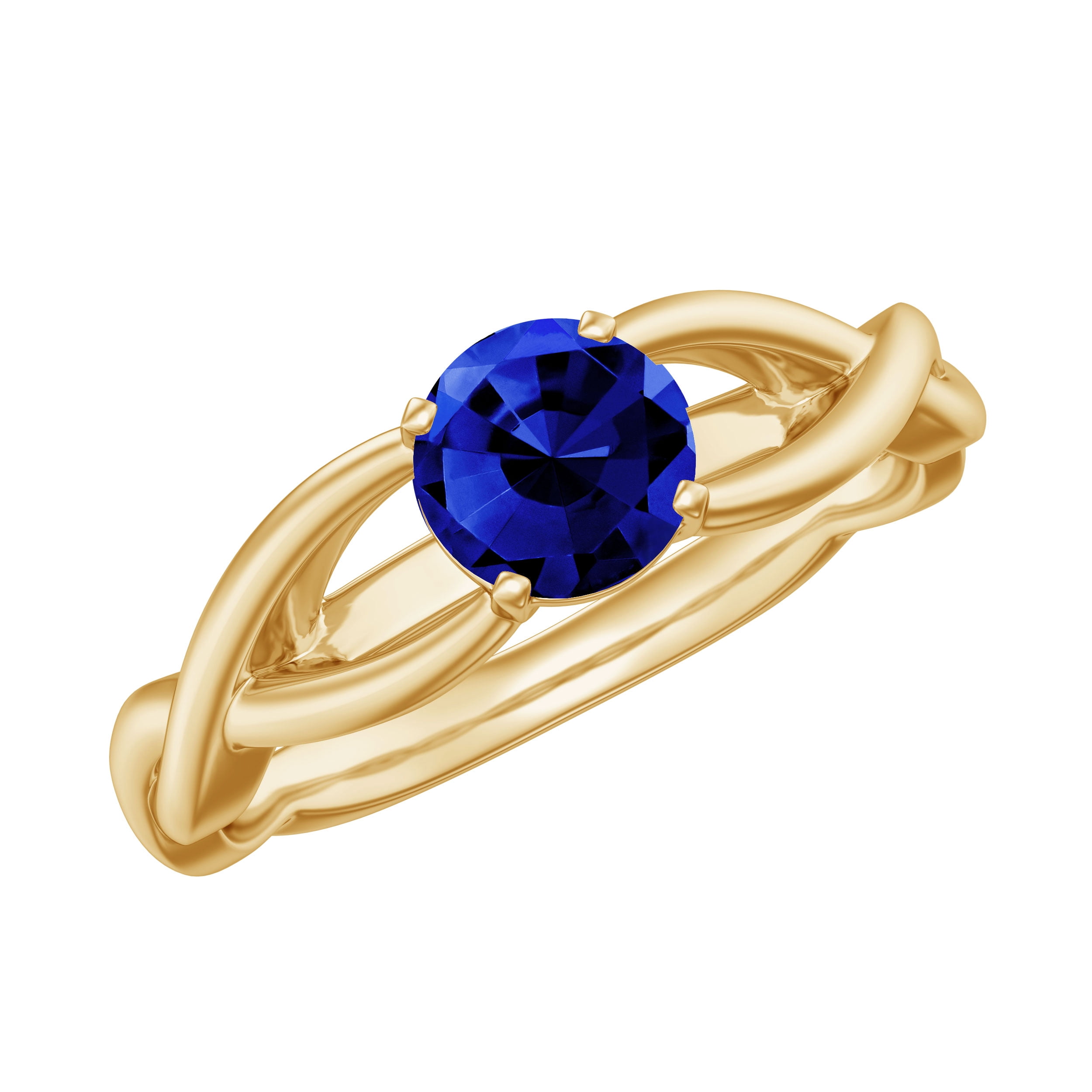Rosec Jewels 1/2 CT Created Blue Sapphire Crossover Engagement Ring ...