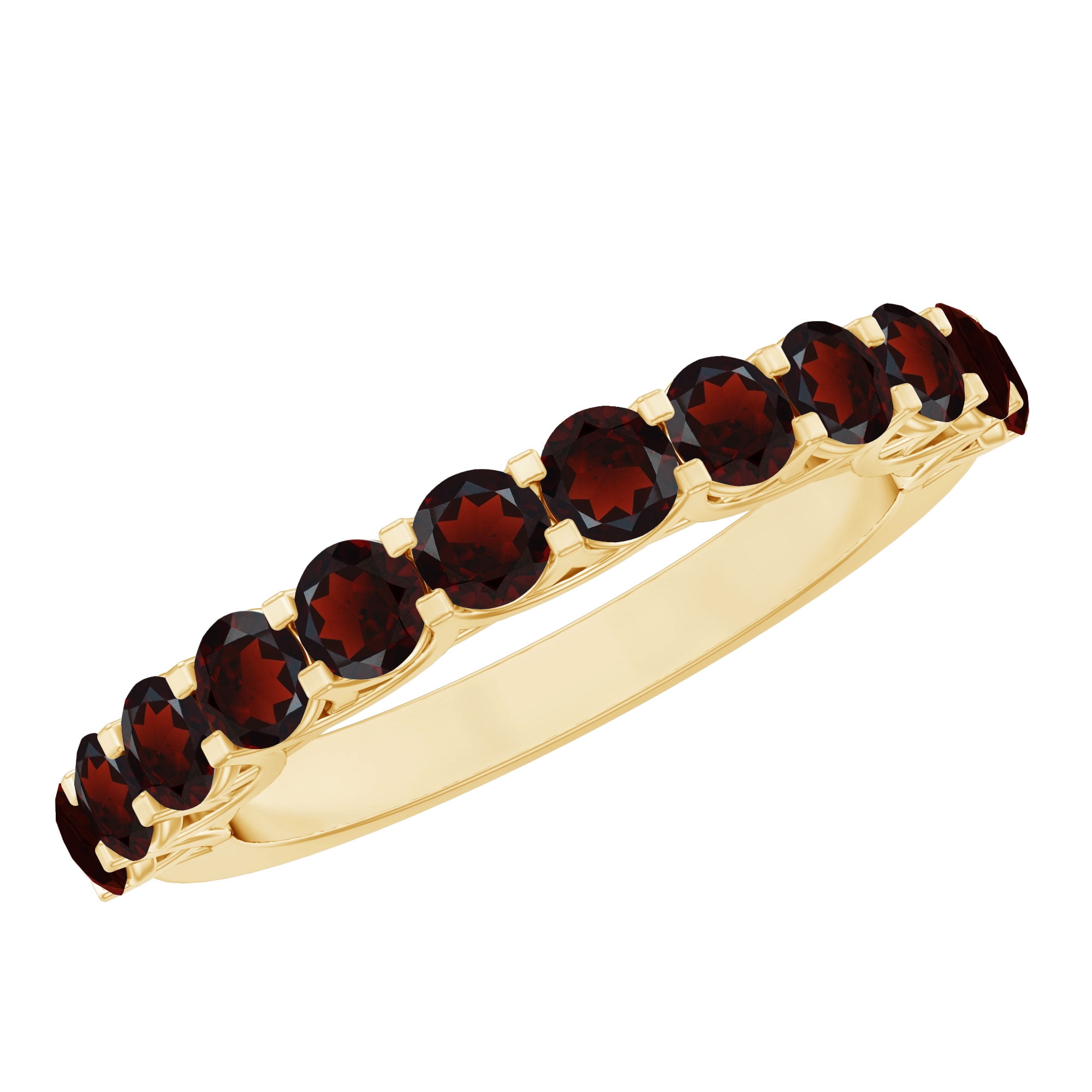 1/2 CT Garnet Half Eternity Stackable Band Ring in Trellis Set, 14K ...