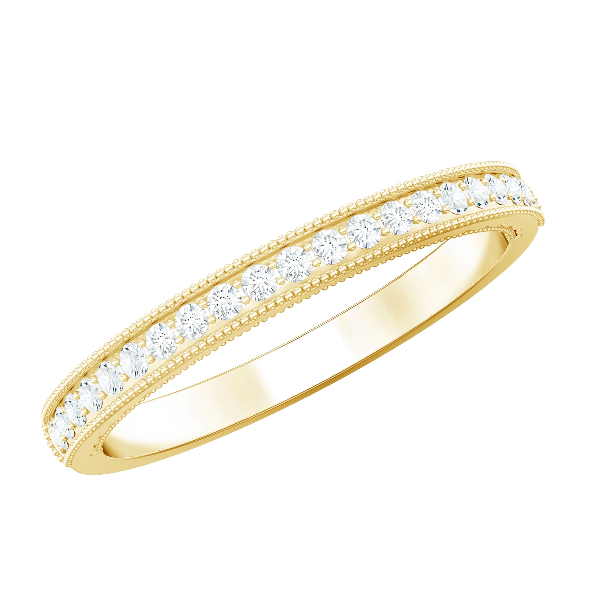1/2 CT Moissanite Semi Eternity Ring, Moissanite Gold Half Eternity ...