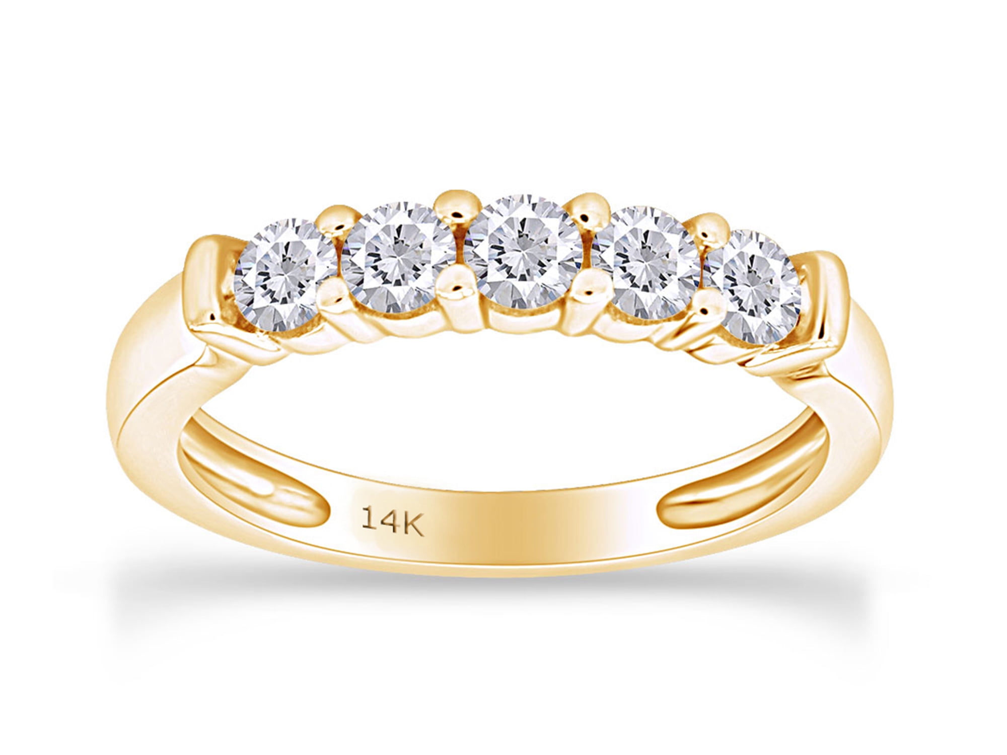 1/2 CT Round Cut Natural White Diamond Five Stone Engagement Band Ring ...