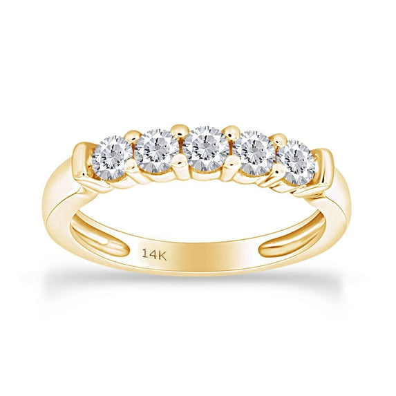 1/2 CT Round Cut Natural White Diamond Five Stone Engagement Band Ring ...