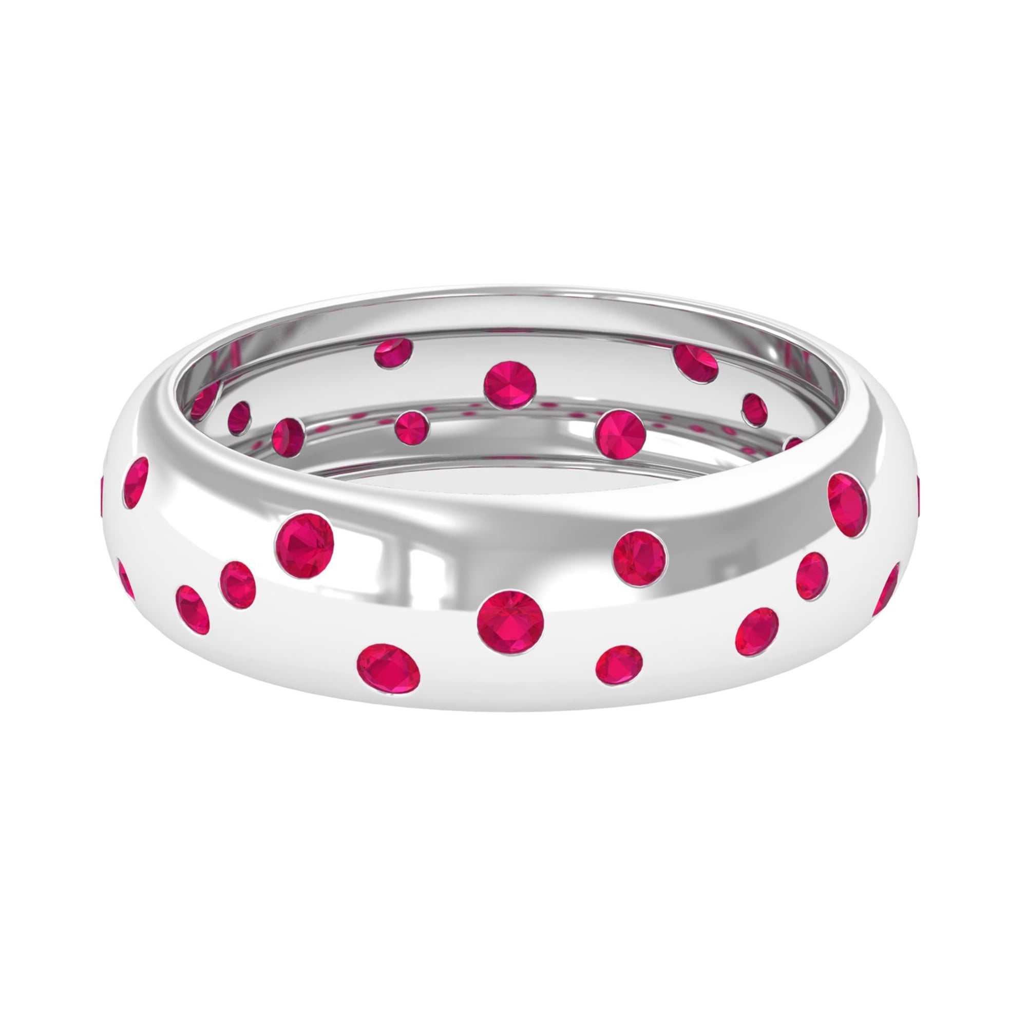 Rosec Jewels 1/2 CT Ruby Unisex Scatter Band Ring in Gypsy Setting, 14K ...