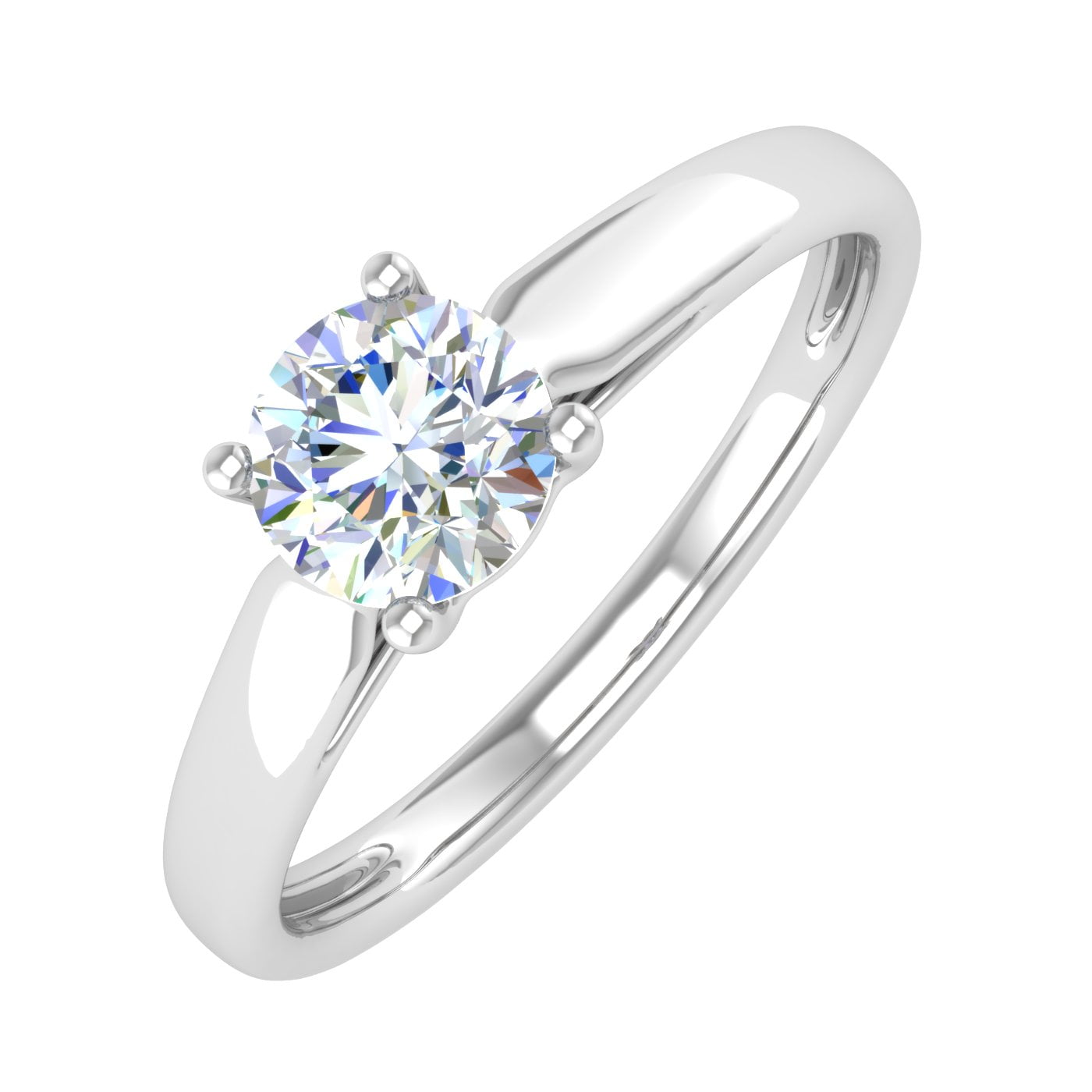 1/2 Carat 6-Prong Set Diamond Solitaire Engagement Ring in 14K White ...
