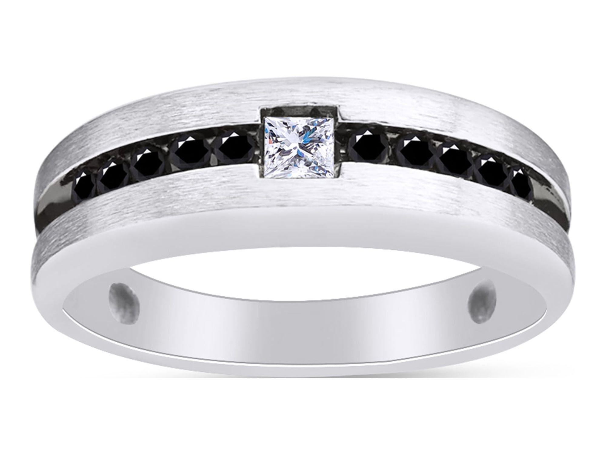 1/2 Carat CTTW Black And White Natural Diamond Channel Set Men's ...