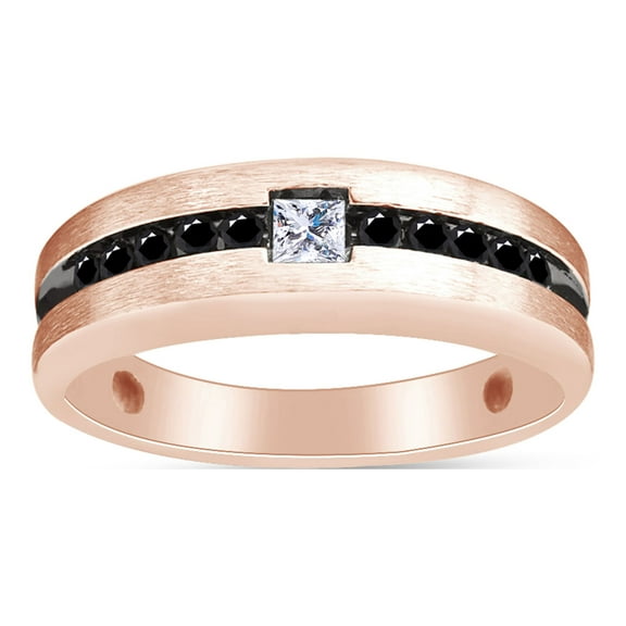 1/2 Carat CTTW Black And White Natural Diamond Channel Set Men's ...