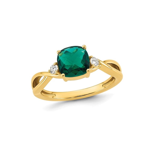 1/2 Carat (Ctw) Lab-Created Emerald Ring 14K Yellow Gold with Lab Grown ...