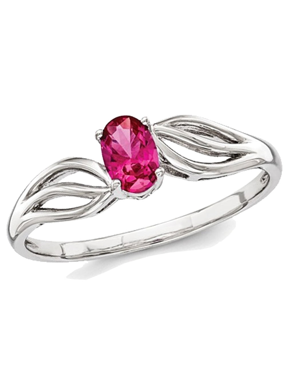 1/2 Carat (Ctw) Lab-Created Ruby Ring in Rhodium Plated Sterling Silver ...