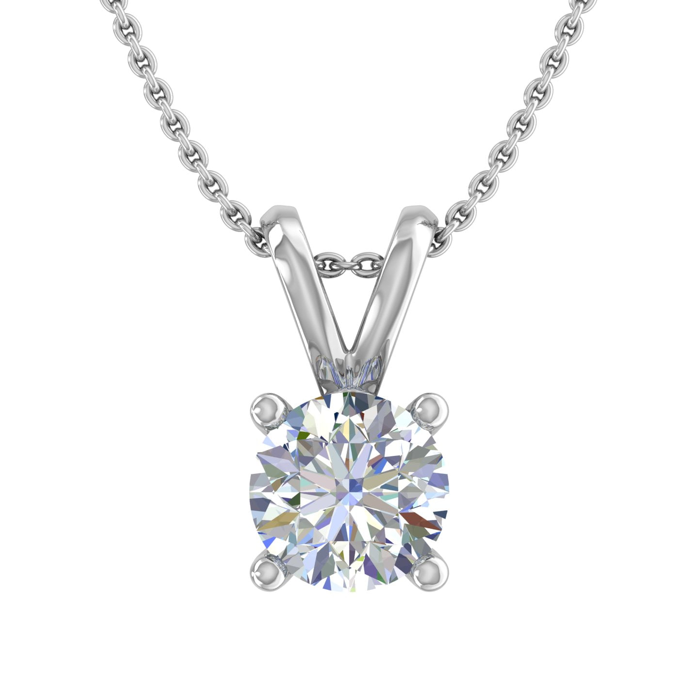 1/2 Carat Diamond Solitaire Pendant Necklace in 14K White Gold (Silver ...