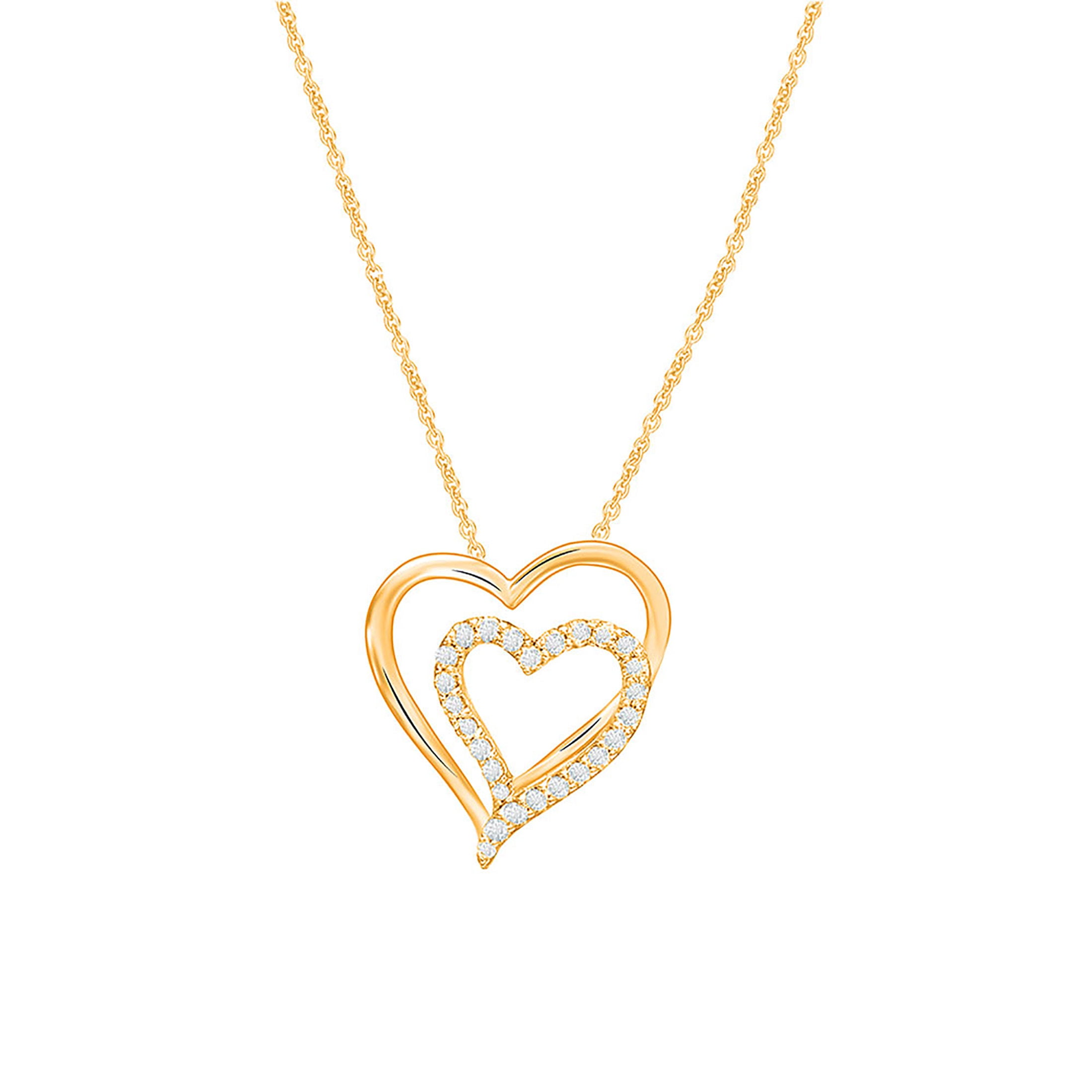 1/2 Carat Moissanite Double Heart Pendant Necklace for Women in 18K ...