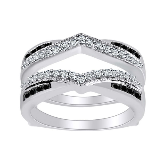 AFFY 1/2 Carat Round Black & White Natural Diamond Enhancer Wrap Ring ...