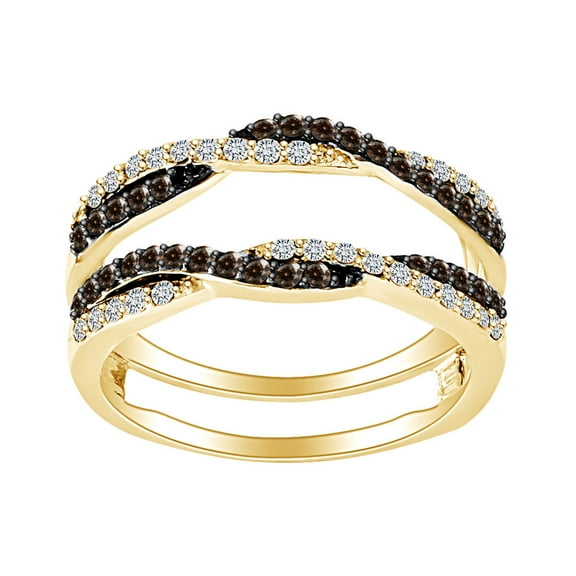 AFFY 0.14 Cttw Round & Baguette White Natural Diamond Engagement ...