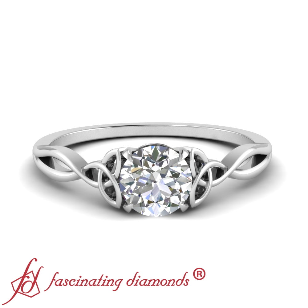 1/2 Carat Round Cut Lab Diamond Celtic Love Knot Engagement Ring In ...