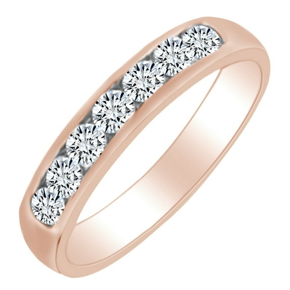 AFFY 1/2 Carat Round Cut White Natural Diamond Anniversary Wedding Band ...