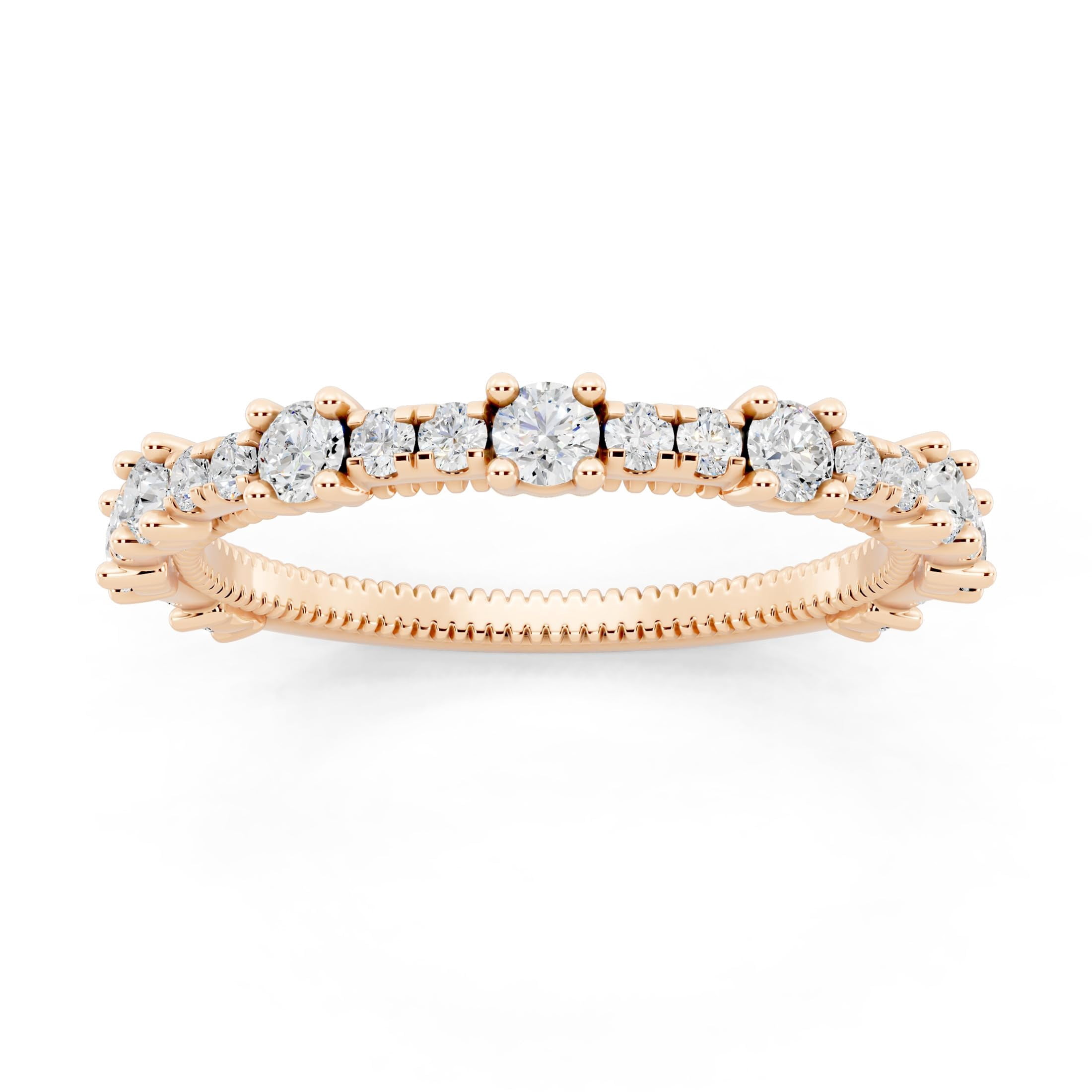 1/2 Carat Round Moissanite Wedding Bands Ring for Women 14K Rose Gold ...