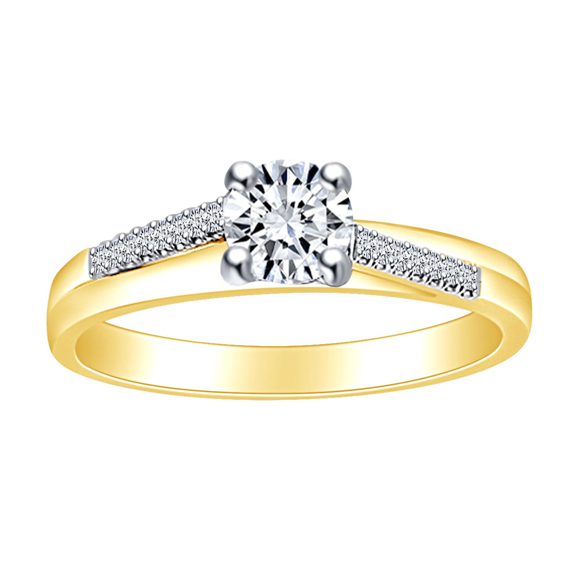 AFFY 1/2 Carat Round Shape White Natural Diamond Solitaire Engagement ...