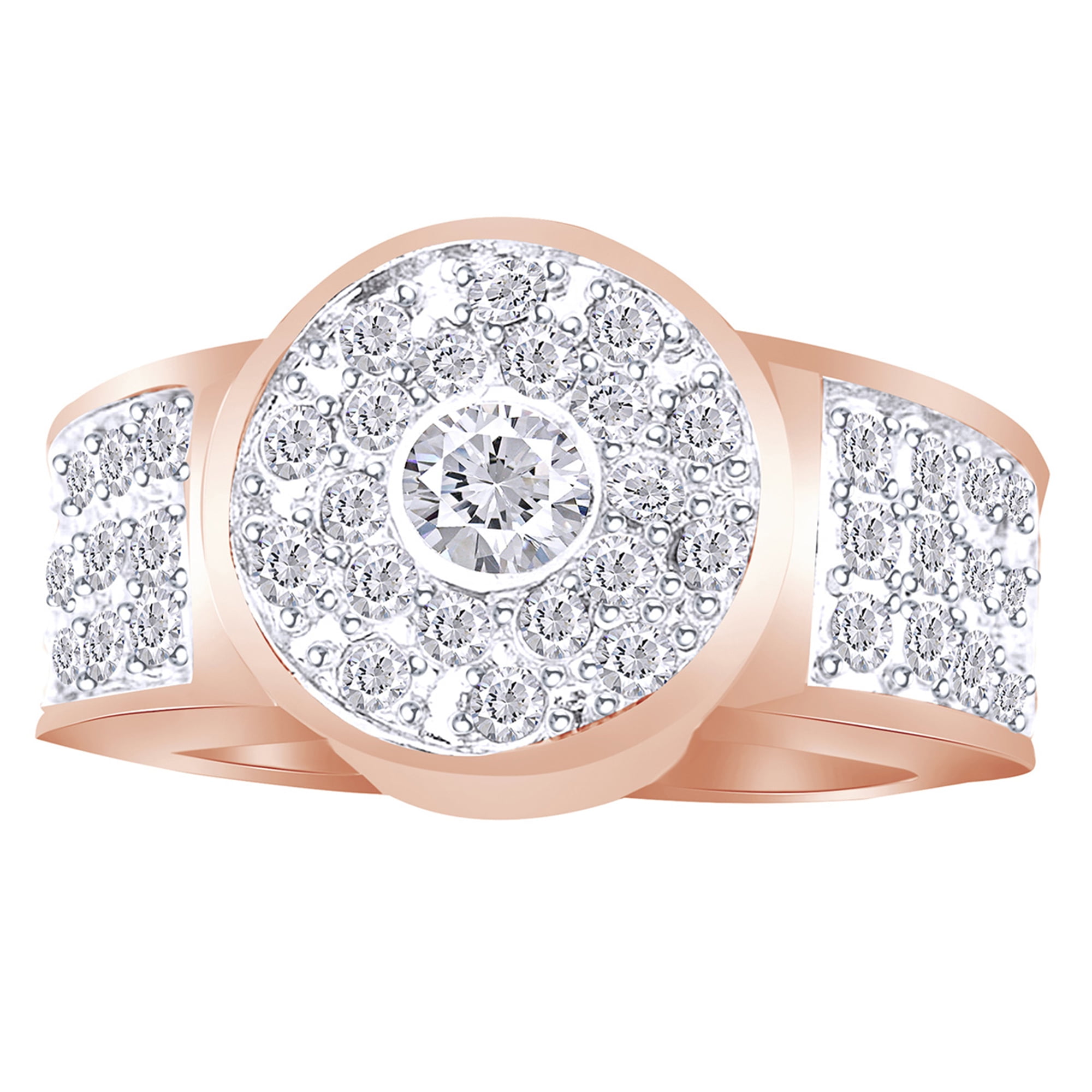 AFFY 1/2 Carat Round White Natural Diamond Hip Hop Jewelry Halo Band ...