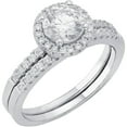 1/2 Carat T.G.W. White Round-Cut CZ and Swarovski Crystal Sterling Silver Halo Bridal Set ...