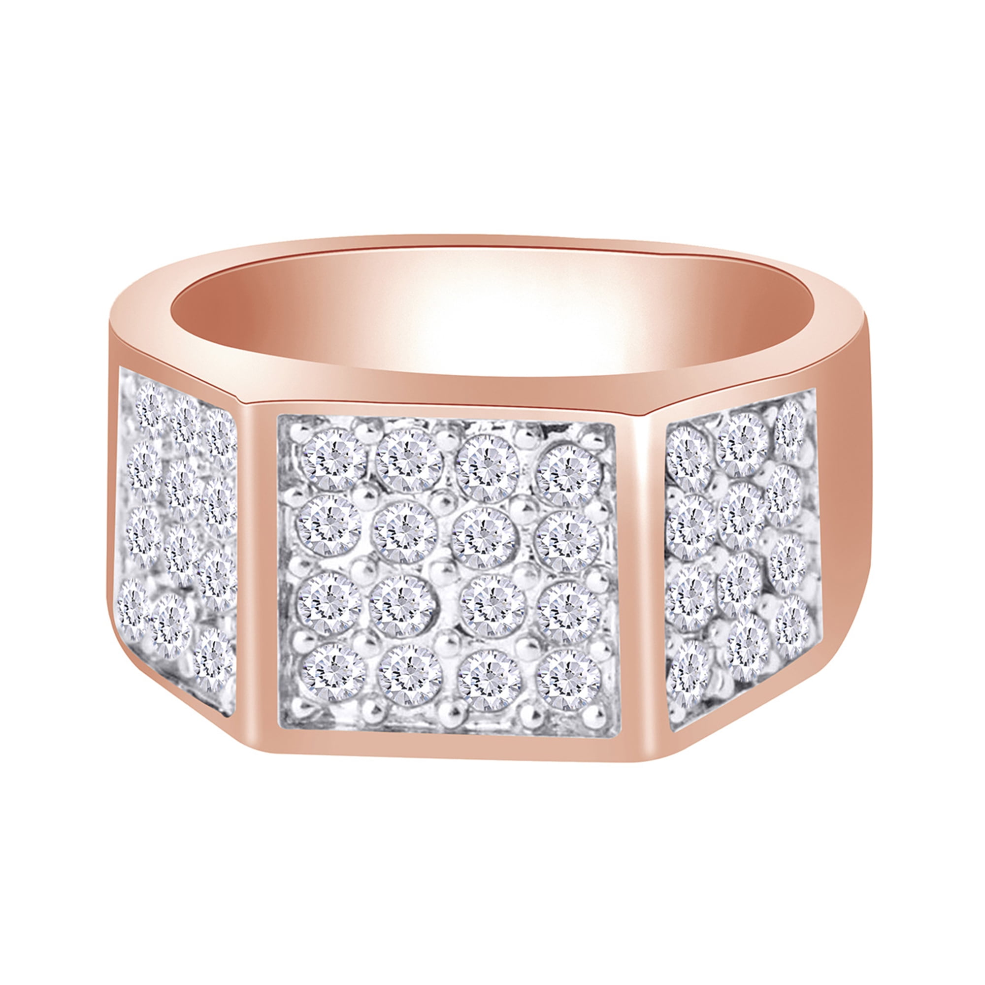 AFFY 1/2 Carat White Natural Diamond Iced Out Hip Hop Band Ring In 14k ...