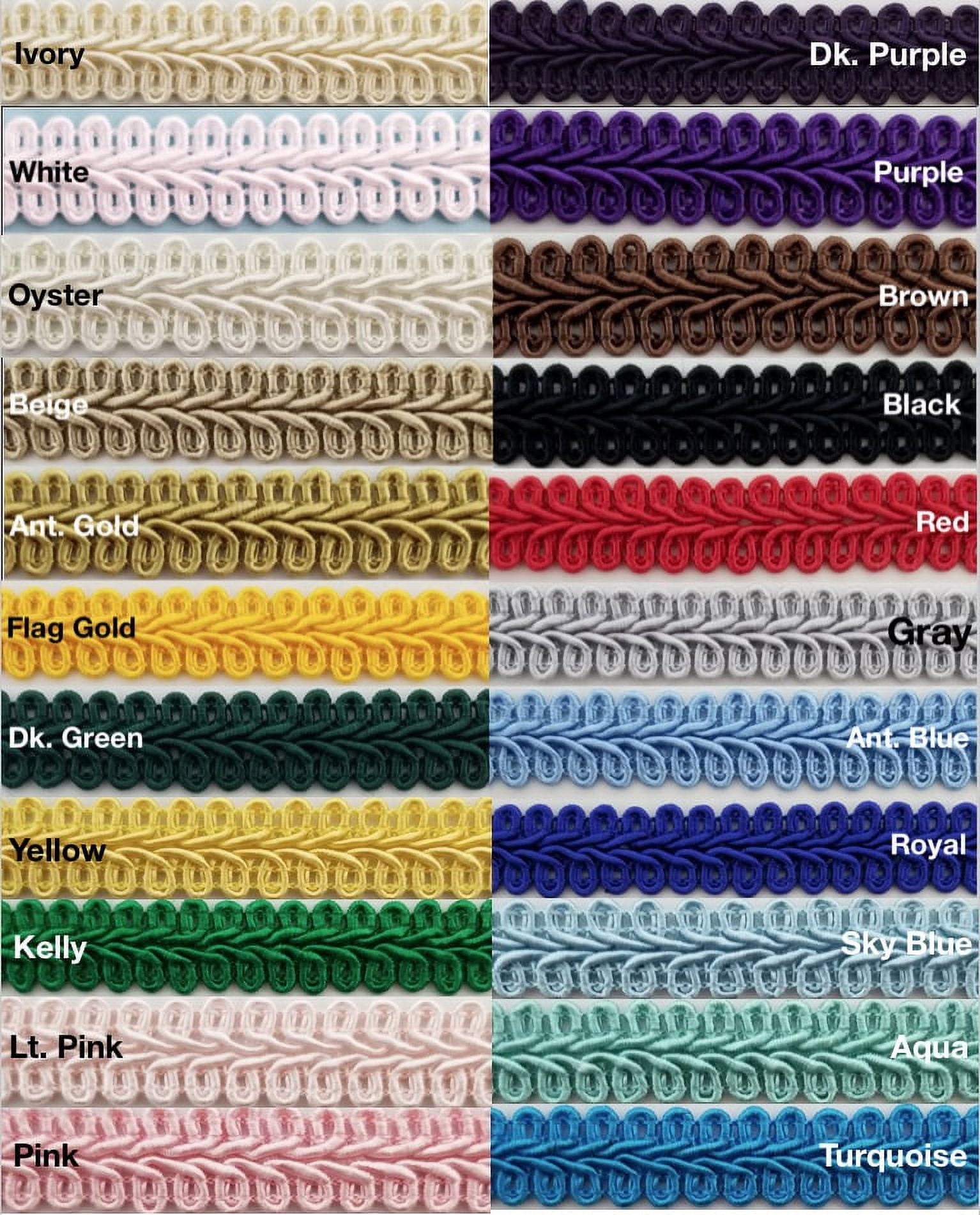 1/2" Chinese French Braid Gimp Trimming - 12 Continuous Yards - Many ...