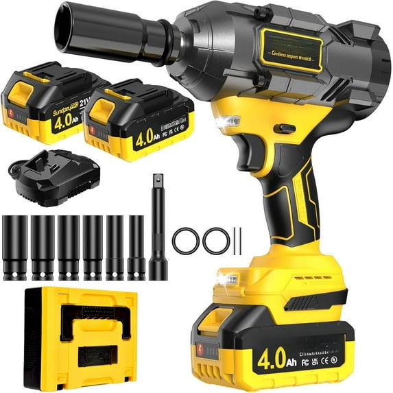 1/2" Cordless Impact Wrench - 1107Ft-lbs(1500N.m)21V 3 Speed High ...
