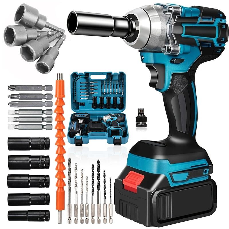 1/2" Cordless Impact Wrench,3-In-1 High Torque Impact Gun With 2x ...