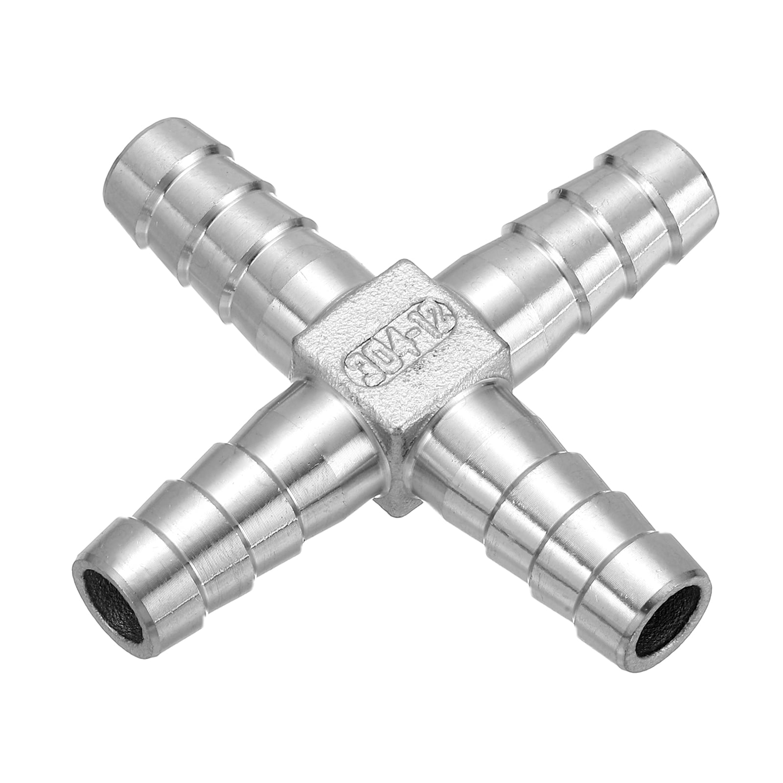 1/2" Cross Hose Barb Pipe Fitting, 304 Stainless Steel 4 Way Pipe Hose ...