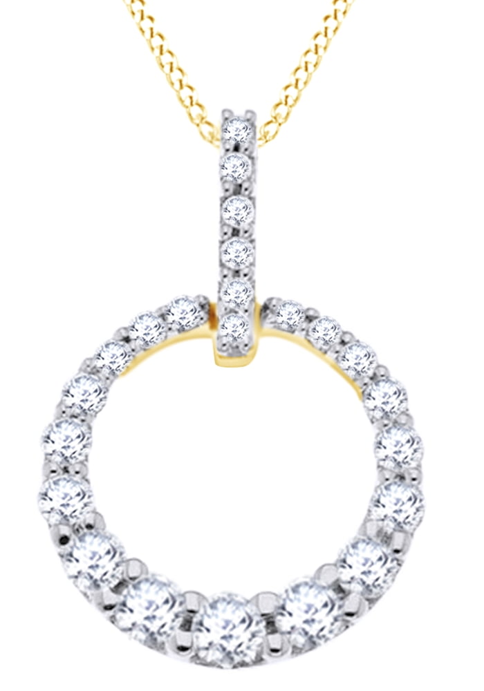 AFFY (1/2 Cttw) Round Shape White Diamond Circle of Life Pendant ...
