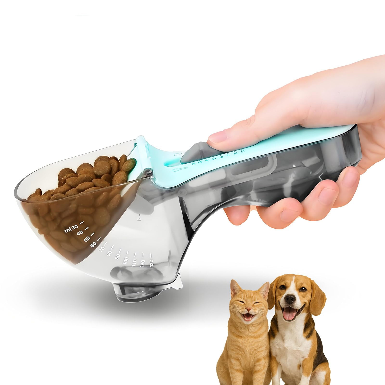 1/2 Cup Dog Food Scoop - Adjustable Measuring Scoop with Scale, Cat ...