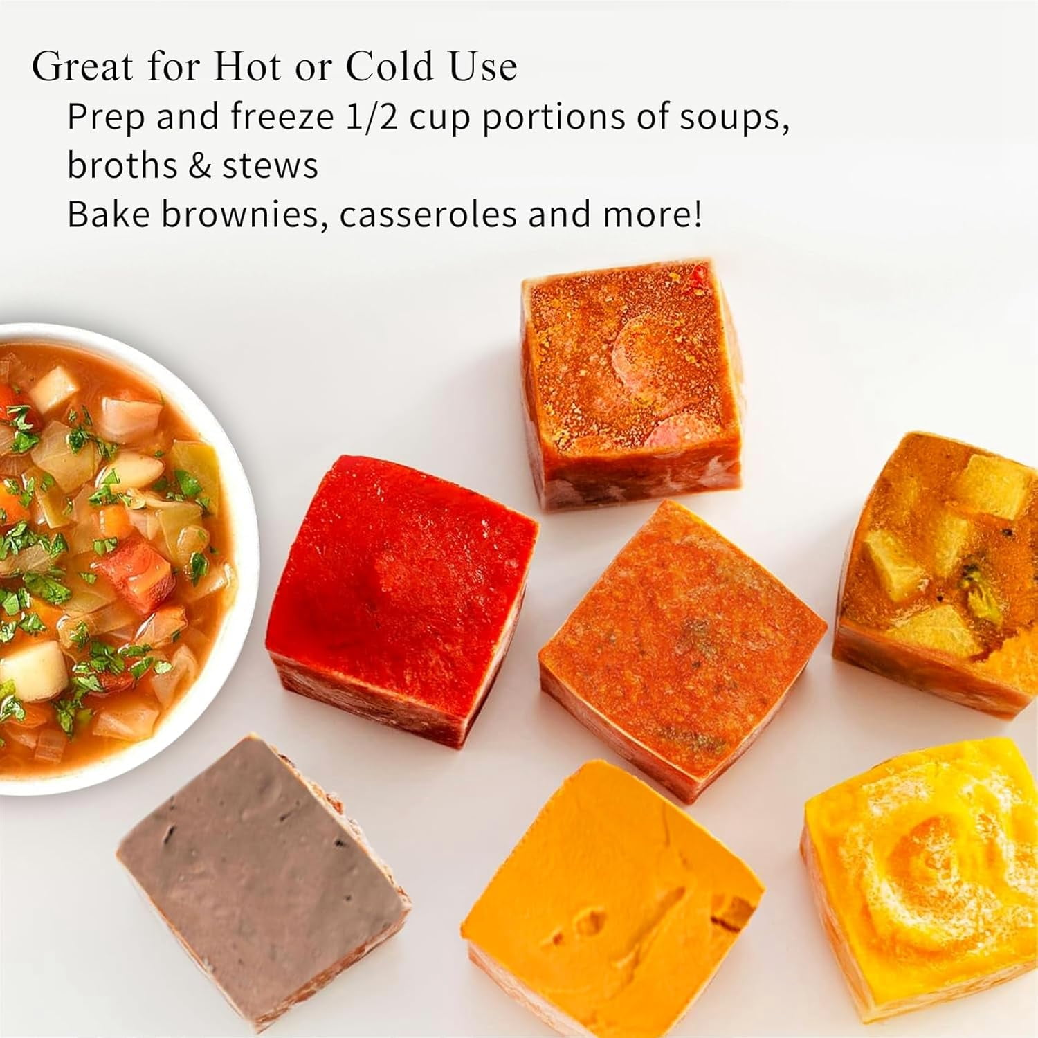 1/2 Cup Silicone Freezer Tray With Lid - Silicone Freezer Molds 2-Pack ...