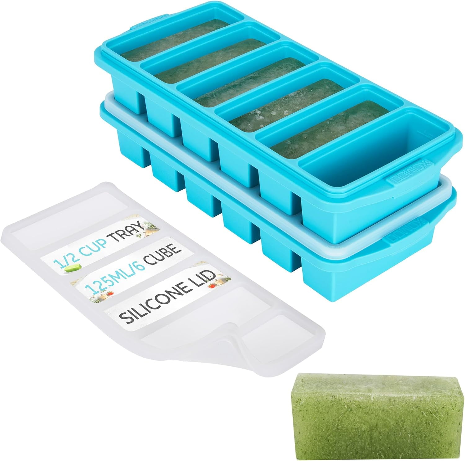 1/2 Cup Silicone Freezer Tray With Lid - Silicone Freezer Molds 2-Pack ...