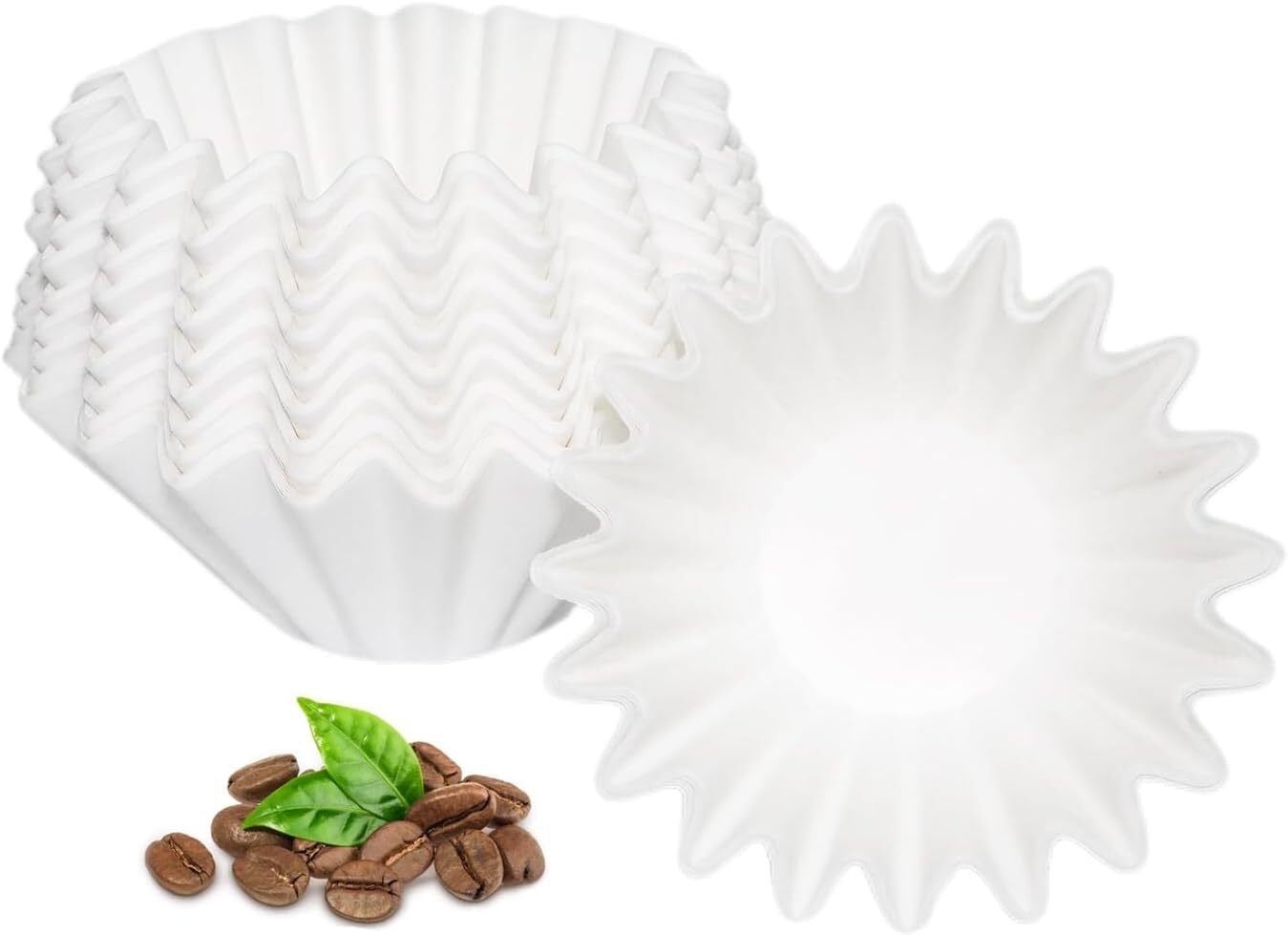 1-2 Cup White Coffee Filters, 100 Count Unbleached Basket Coffee Filter ...