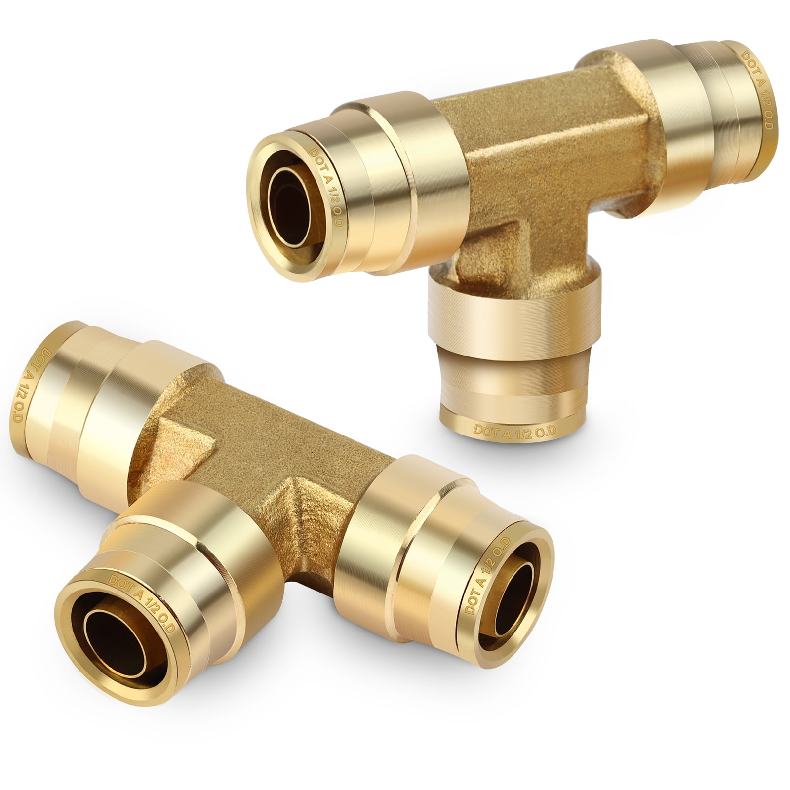 1/2" DOT Brass Air Brake Line Fittings Tee Union Air Fittings, 1/2Inch ...