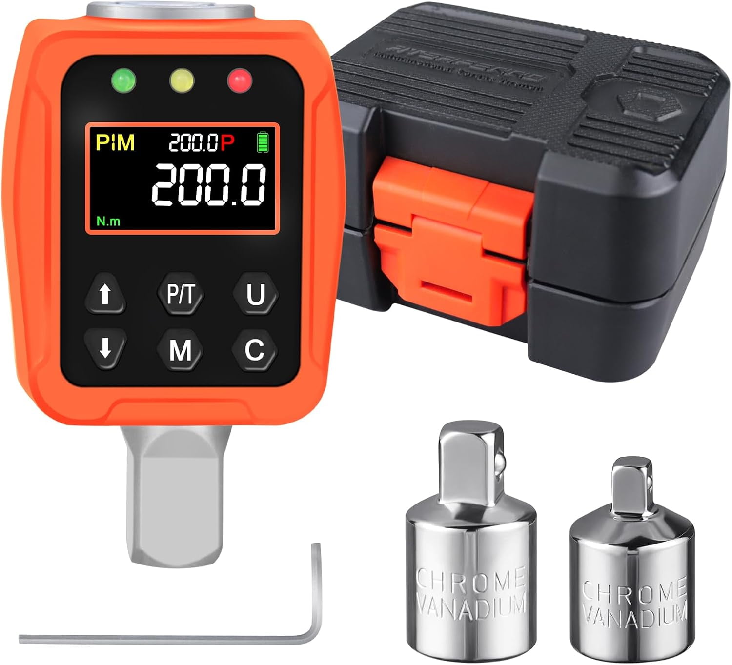 1/2" Digital Torque Adapter, 7.4-147.5 Ft-lb/10-200 Nm,1/2” Drive ...