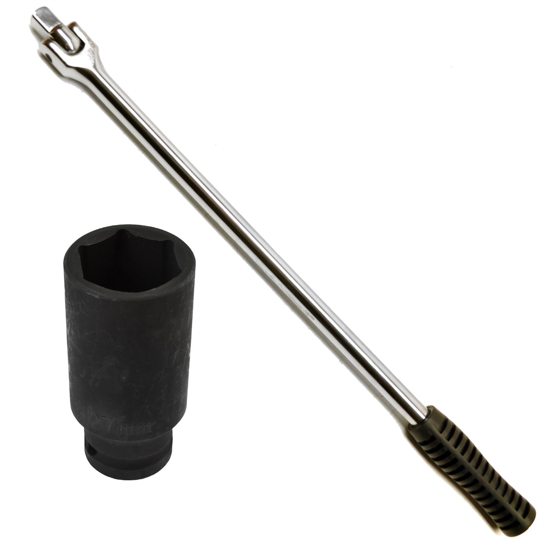 1/2" Drive 18" Long Breaker Bar With 27mm Socket For Land Rover Wheel ...
