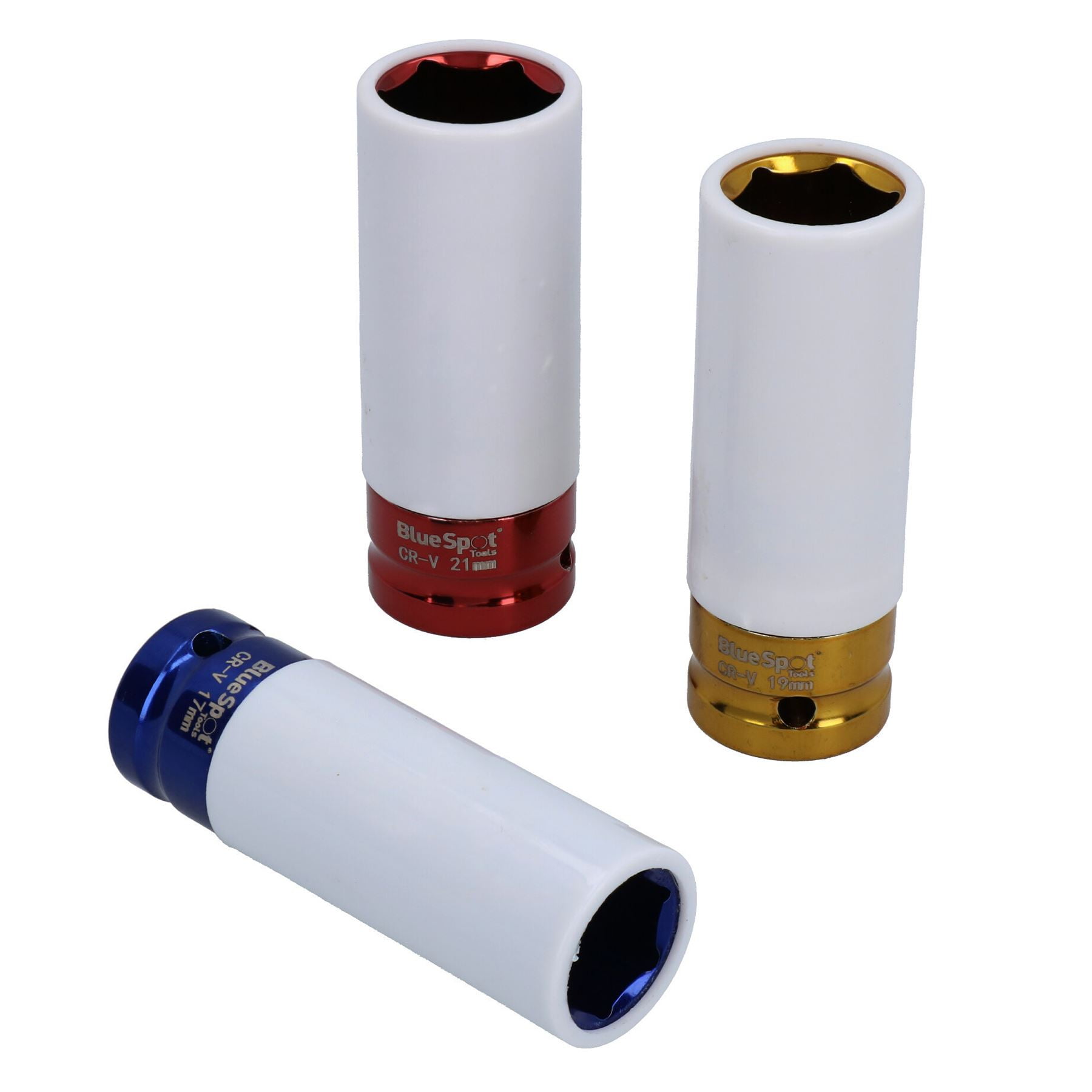 1/2" Drive Alloy Wheel Nut Sockets Double Deep 17mm 19mm 21mm 3pc Set ...