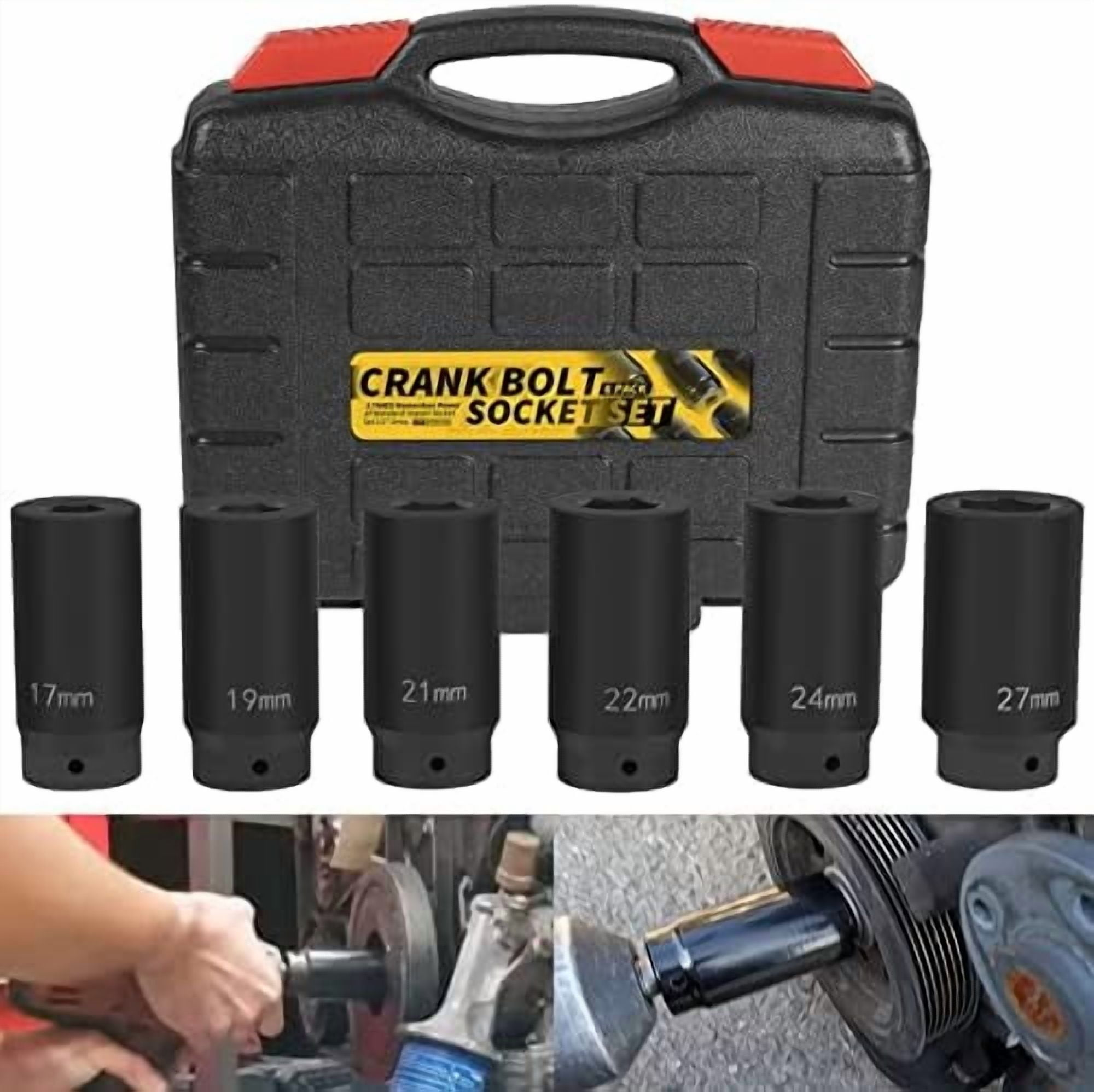 1/2" Drive Crank Bolt & Harmonic Balancer Socket Set - 17MM,19MM,21MM ...