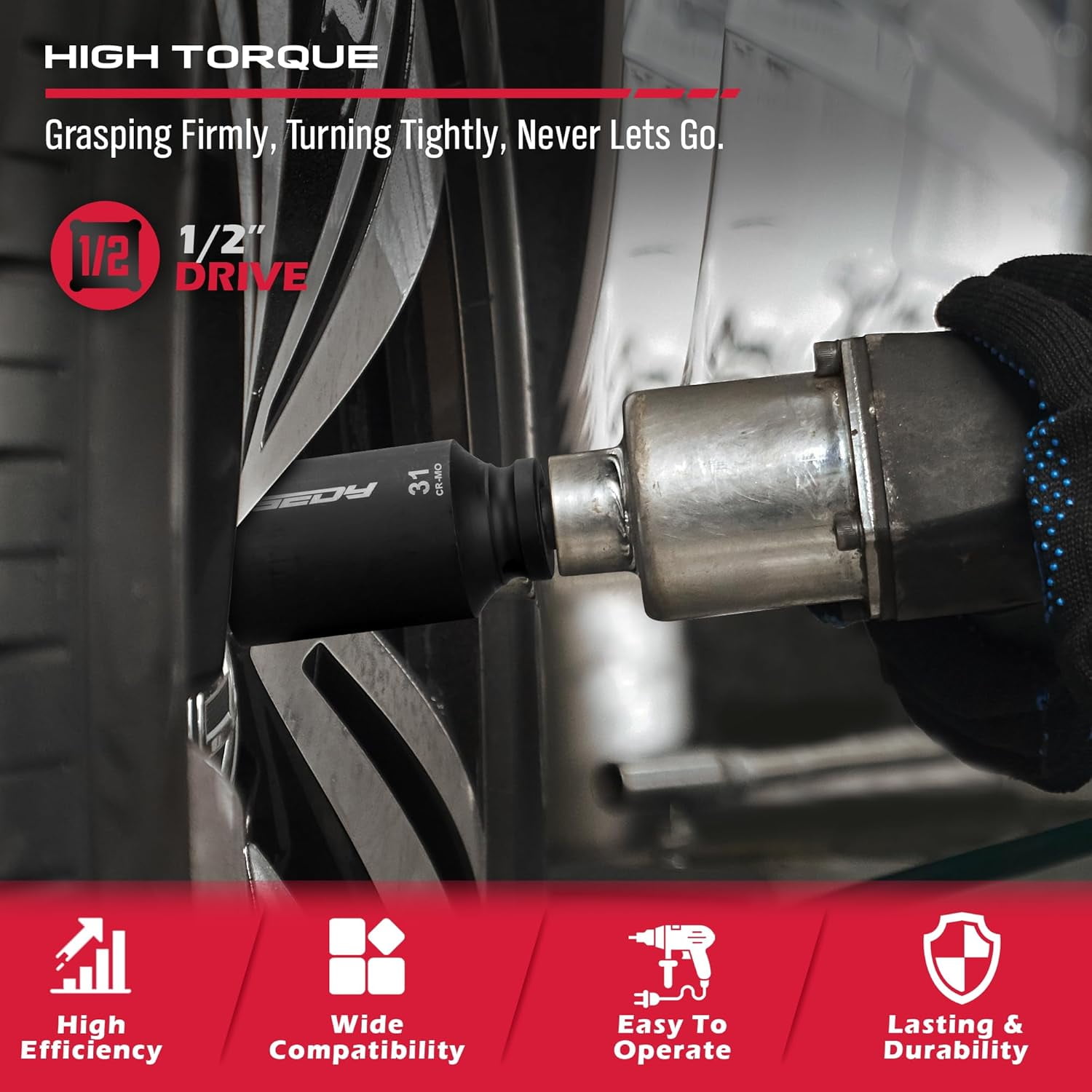 1/2 Drive Deep Socket Set - 11-Piece Metric Wheel Axle Nut Wrench for ...