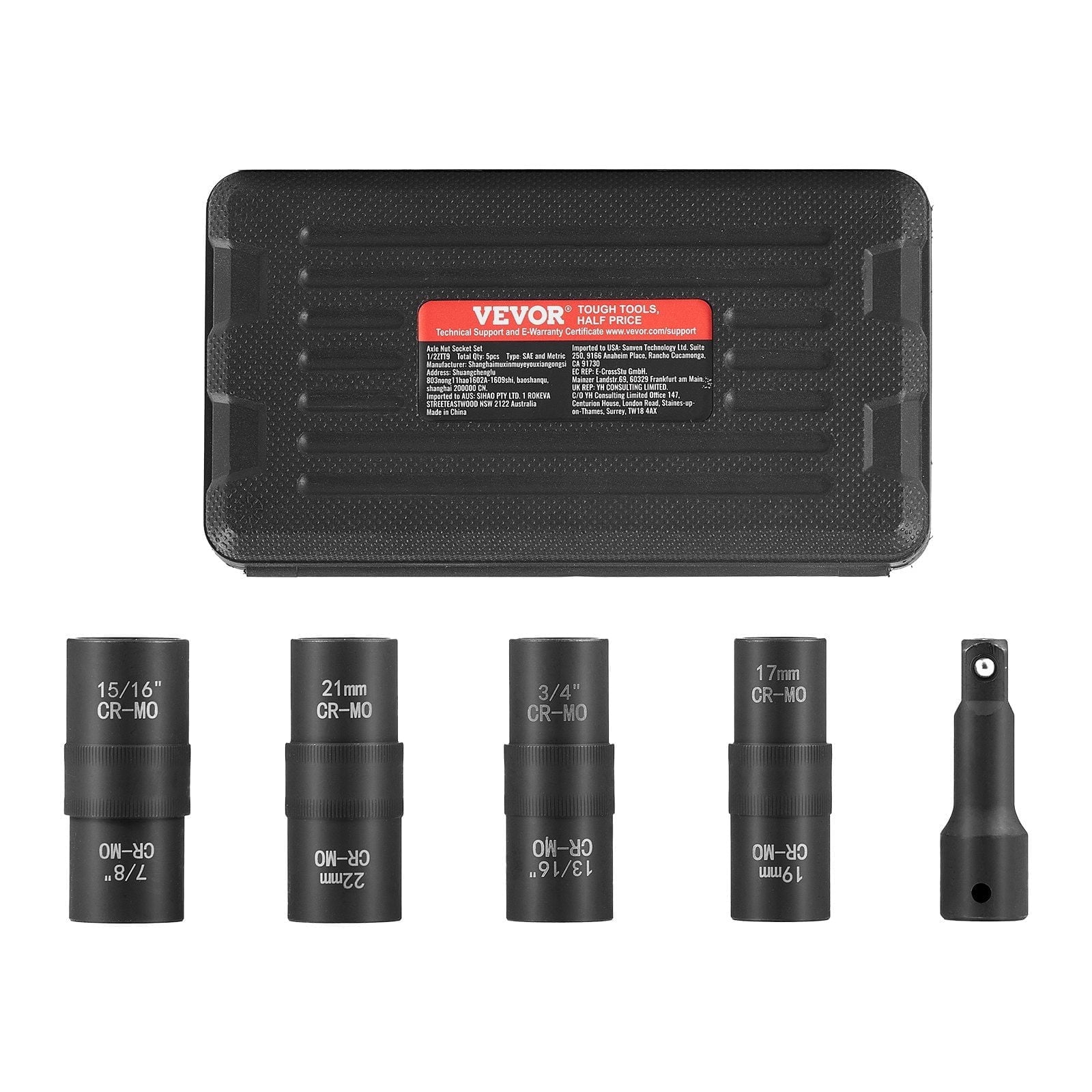 1/2" Drive Impact Flip Socket Set - 6-Point Metric/SAE for Lug Nuts ...