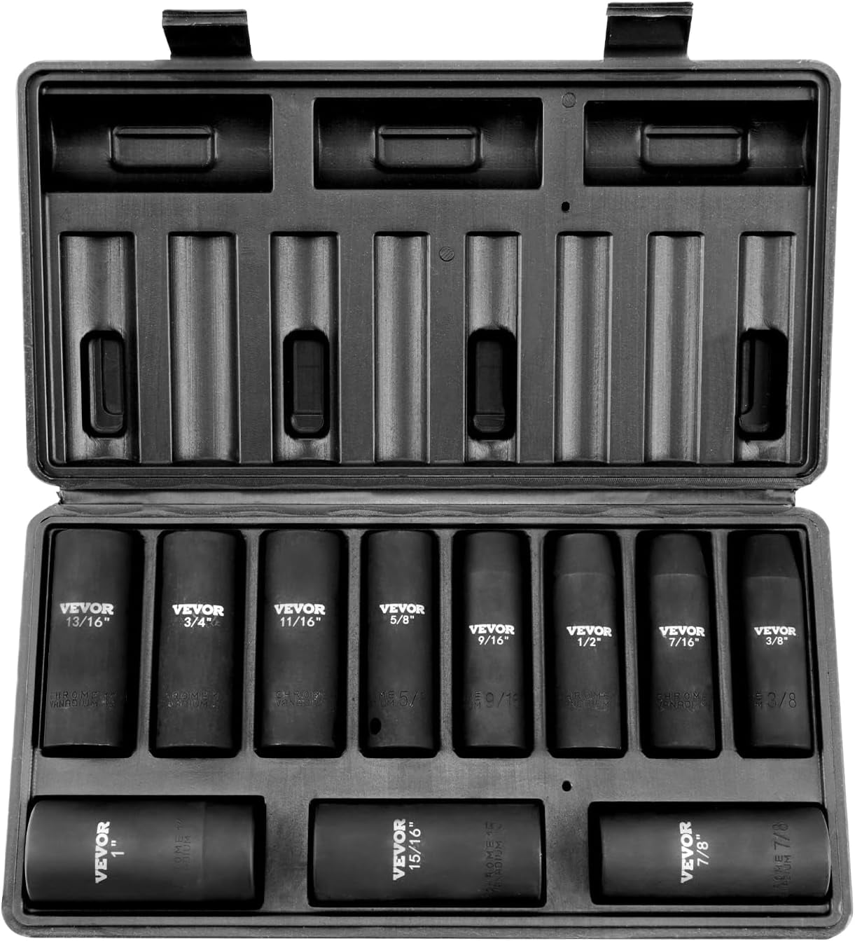1/2" Drive Impact Socket Set, 11 Piece Deep Socket Set SAE 3/8"-1", 6 ...