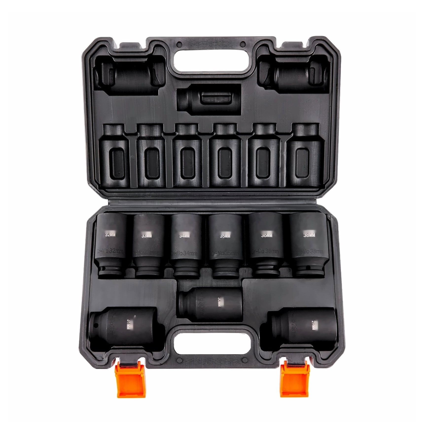 1/2" Drive Impact Socket Set, 9 Piece Metric 29-38mm, Deep Sockets for ...