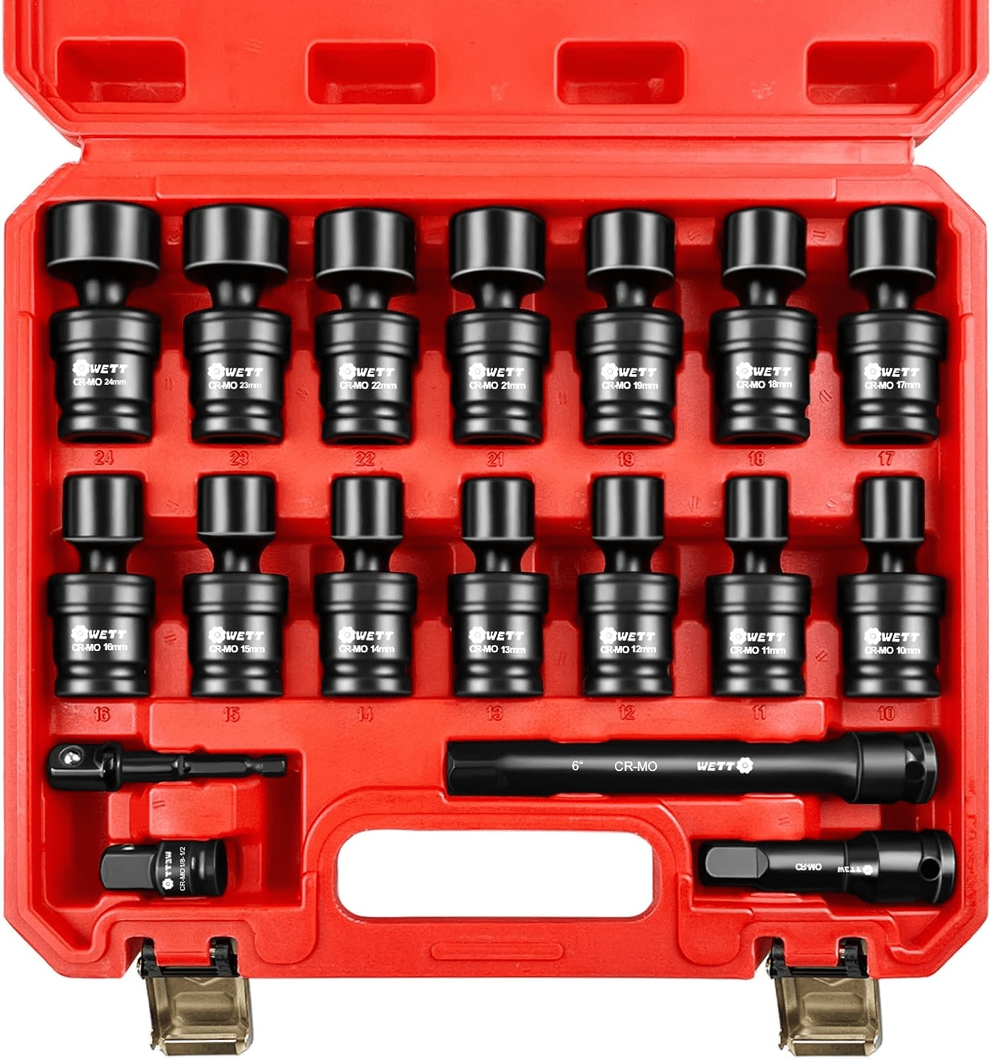 1/2" Drive Shallow Impact Universal Joint Socket Set, 18-Piece Swivel ...