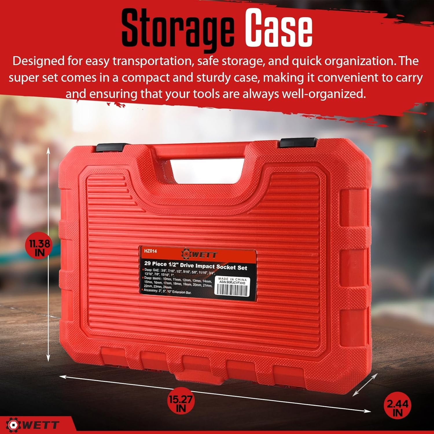 1/2" Drive Socket Set, 29 Piece Deep Socket with Extension Bar, SAE ...