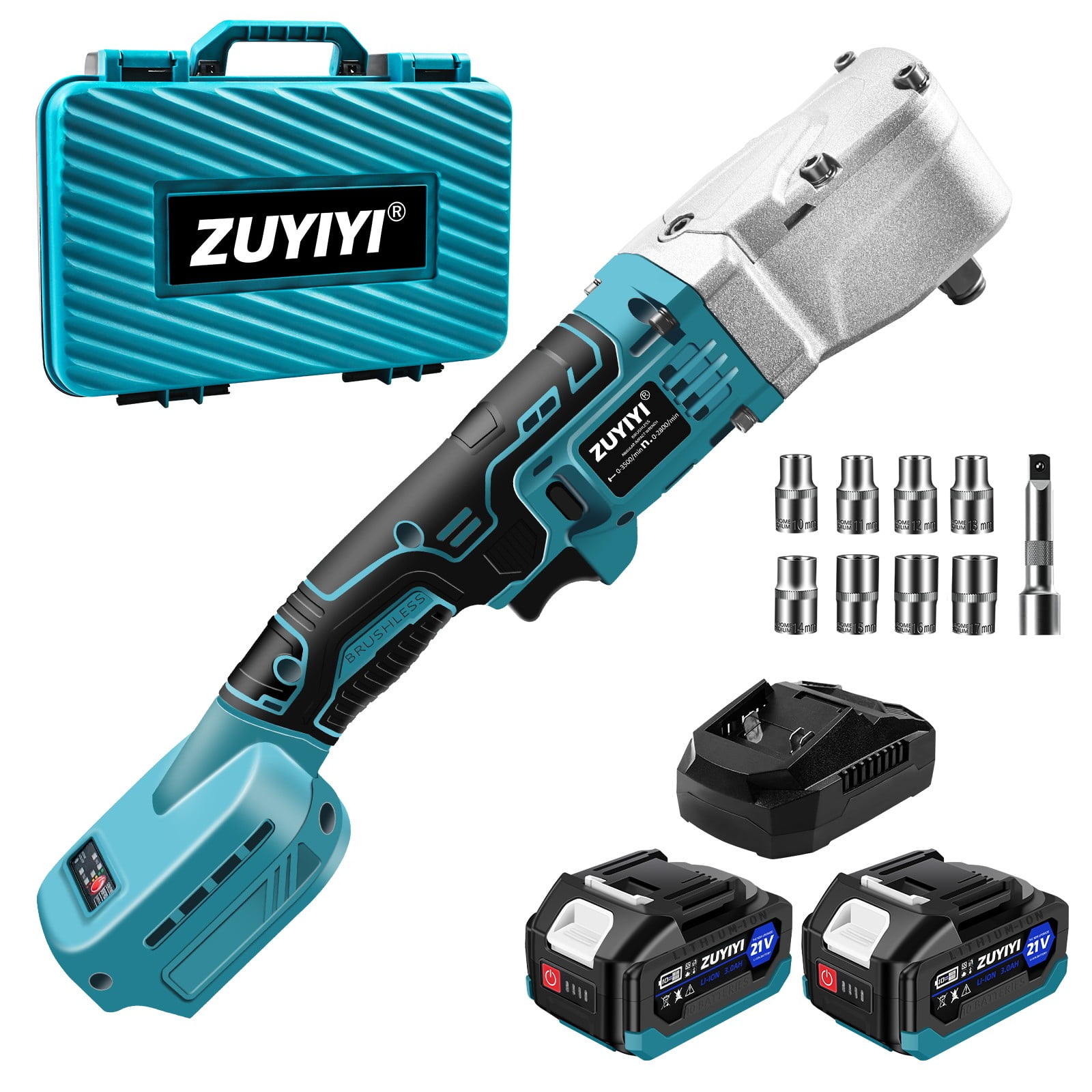 1/2" Electric Ratchet Wrench 320N.m 236 Ft-lbs 2 Batteries 8 Sockets ...