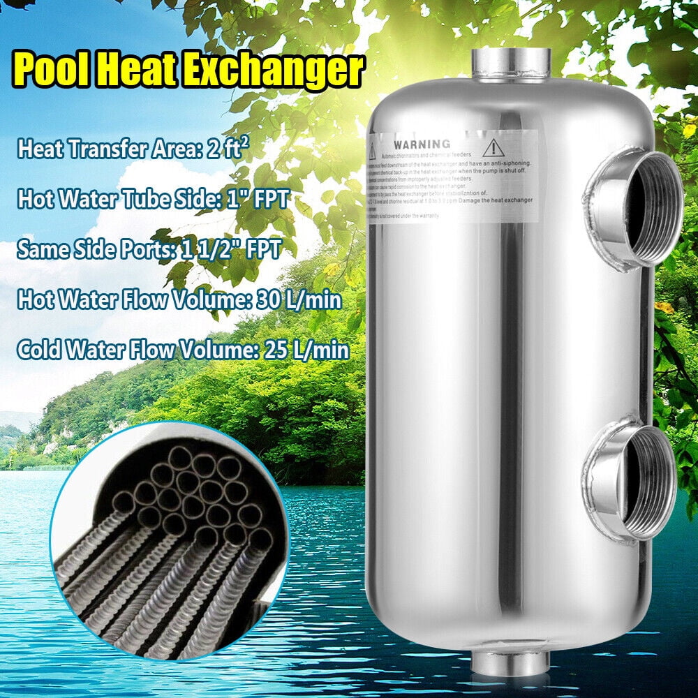 1/2"FPT Swimming Pool Heat Exchanger Stainless Steel Spas Hydraulic ...