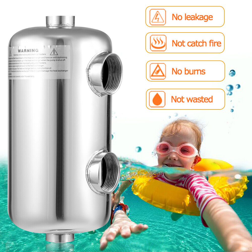 1/2"FPT Swimming Pool Heat Exchanger Stainless Steel Spas Hydraulic ...
