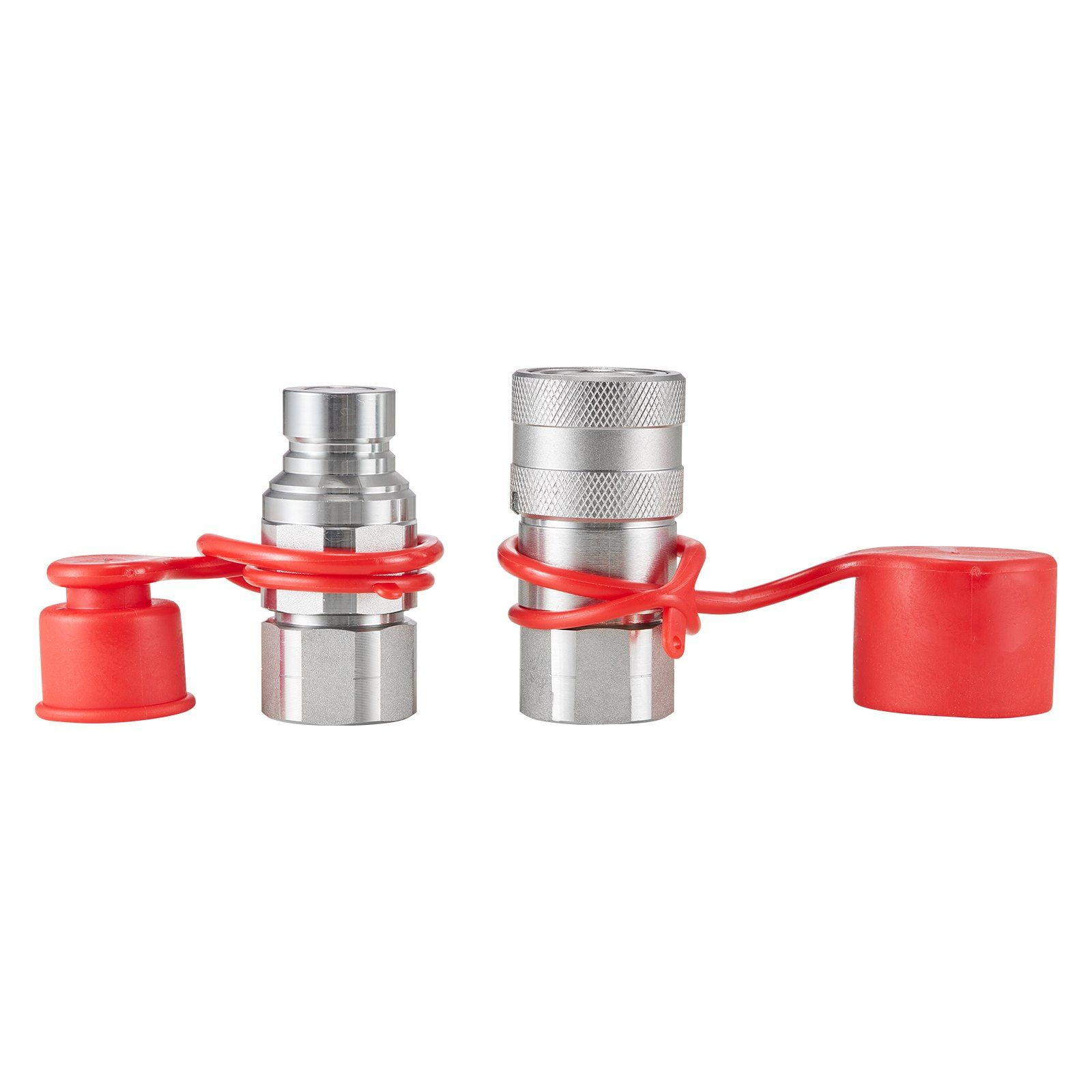 1/2" Flat Face Hydraulic Coupler Set with NPT Threads and Dust Caps ...