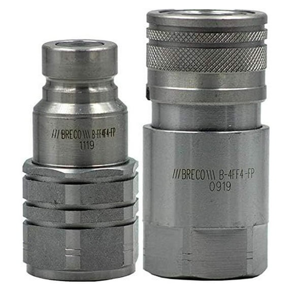 1/2" Flat Face Hydraulic Couplers/Couplings - Skid Steer NPTF Quick ...