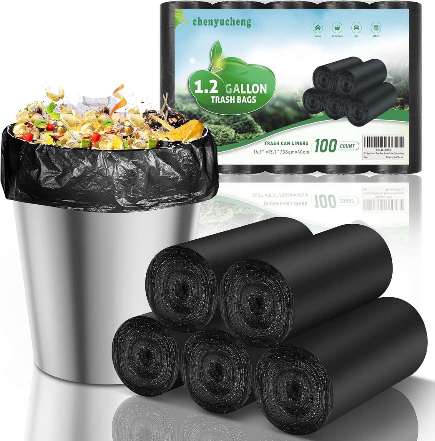 1.2 Gallon Small Trash Bags Biodegradable - Mini Garbage Bag Black ...